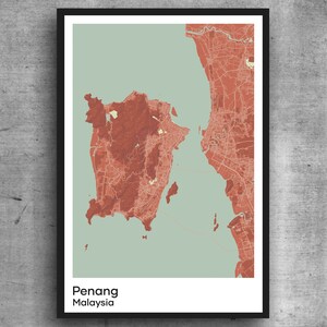 Penang Malaysia Minimalist Map Print Poster. Quality Colourful Poster ...