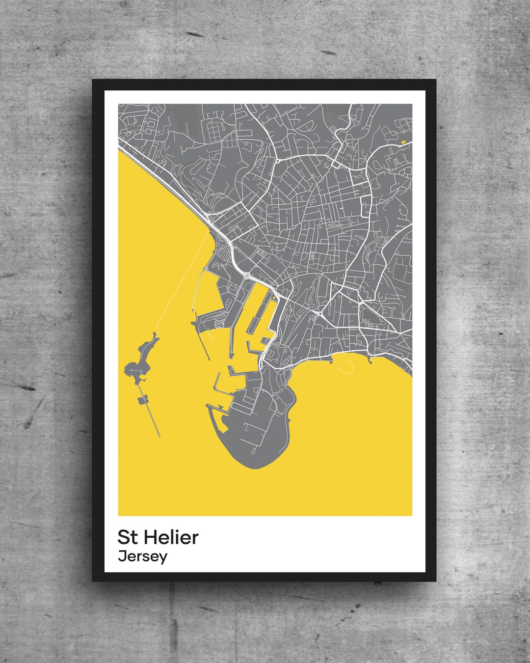St Helier Minimalist Map Print Poster. Quality Colourful Poster of St ...