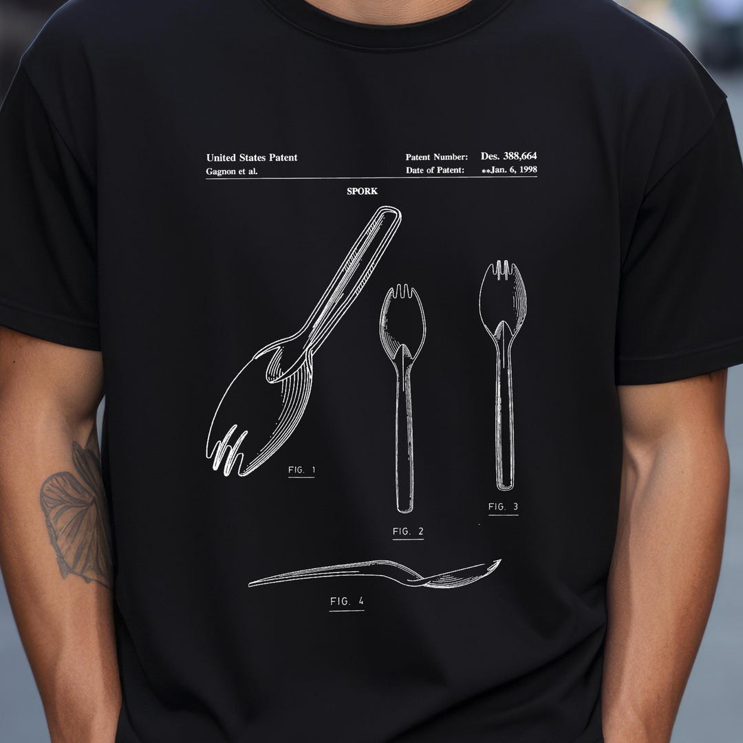Design of Combined Spoon and Fork Spork From US Patent Office. T-shirt ...