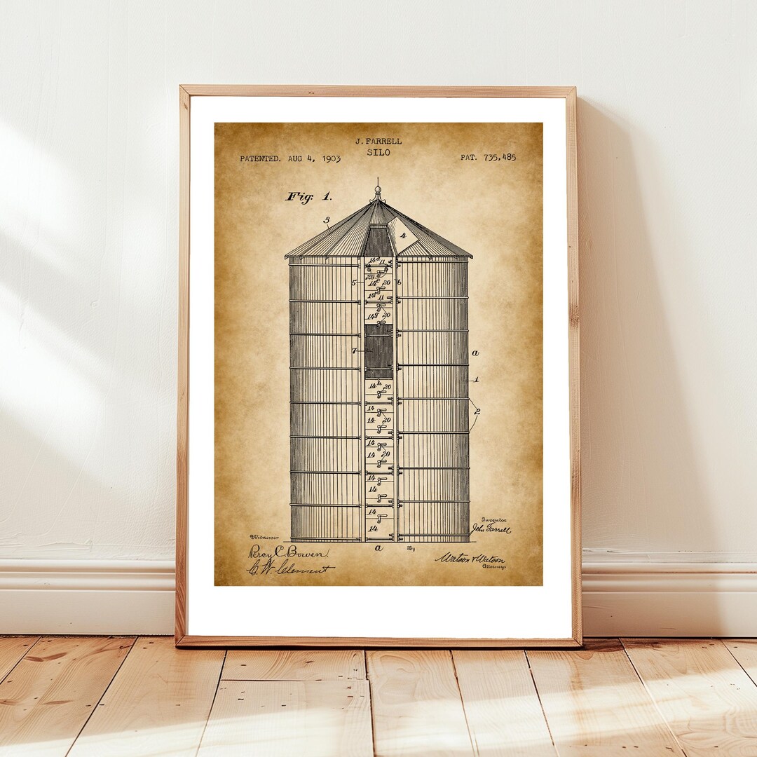 Grain Silo Design From 1903 From US Patent Office. Poster Gift Farmer ...