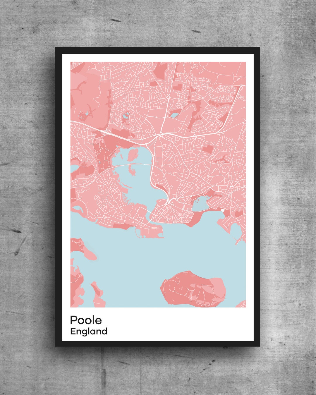 Poole Minimalist Map Print Poster. Quality Colourful Poster of Poole ...