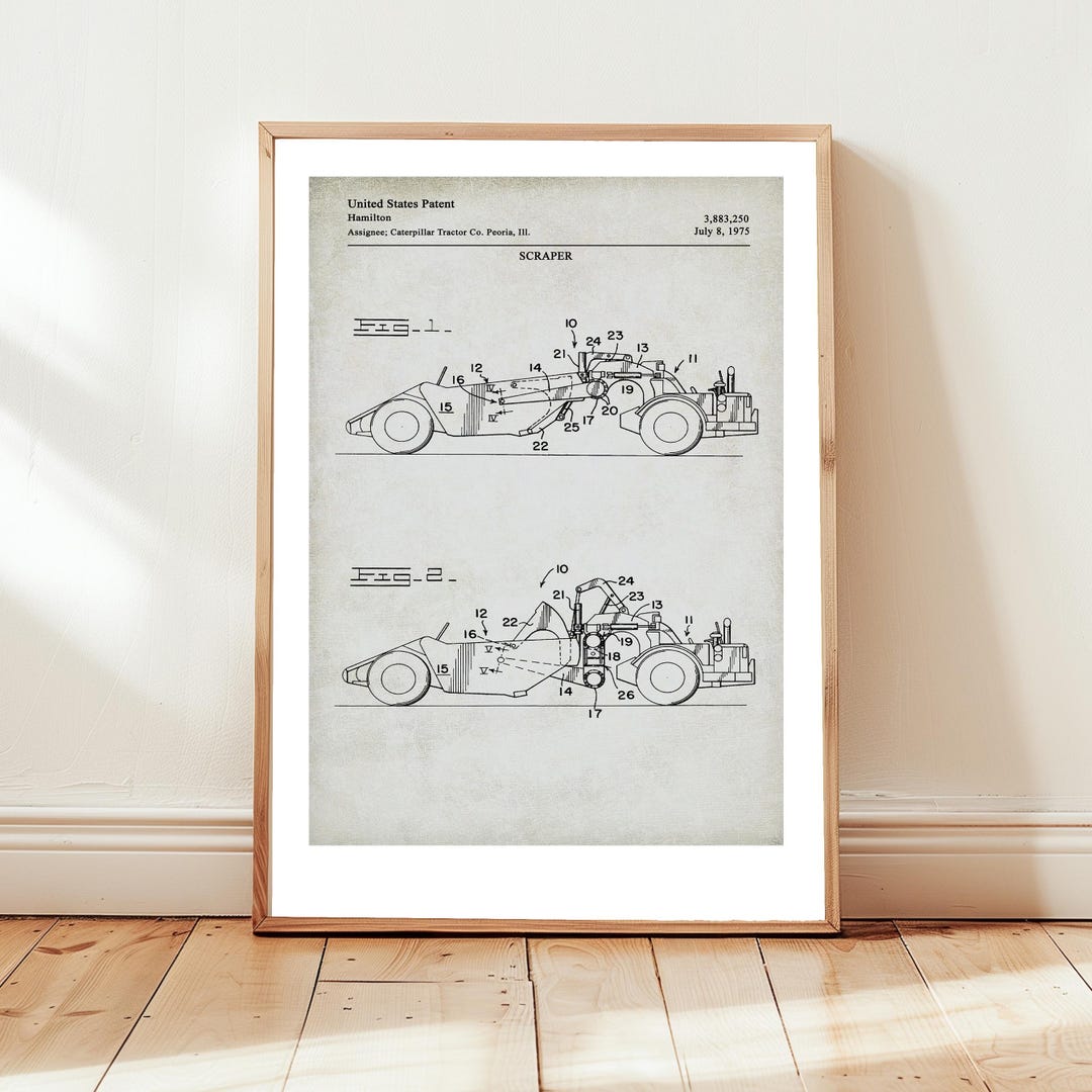 Earthmover Scraper Design From US Patent Office. Poster Gift Civil ...