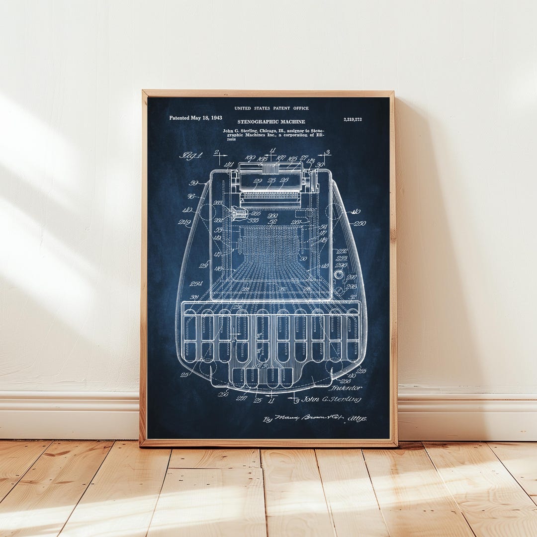Stenography Machine From US Patent Office. Poster Gift Stenographic ...