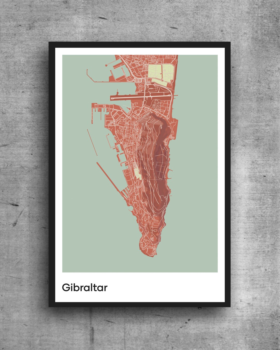 Gibraltar Minimalist Map Print Poster. Quality Colourful Poster on ...