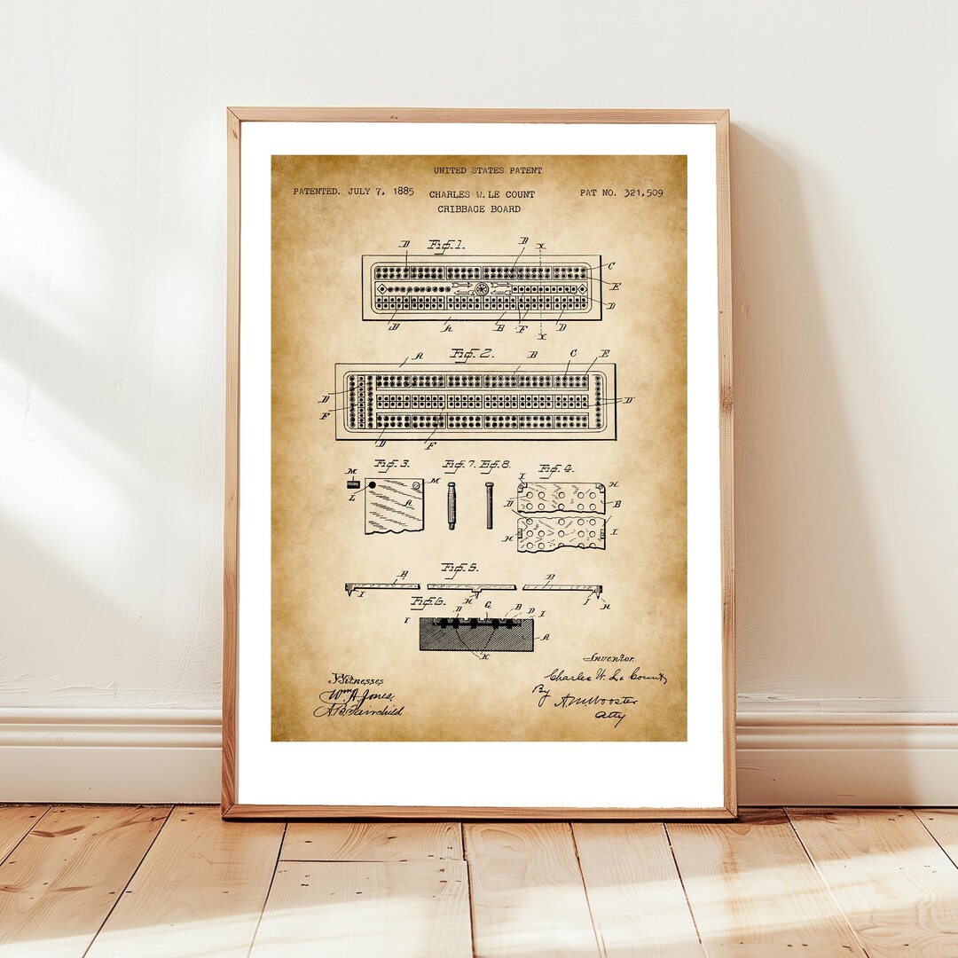 Old Cribbage Board Game Design From US Patent Office. Print Gift ...