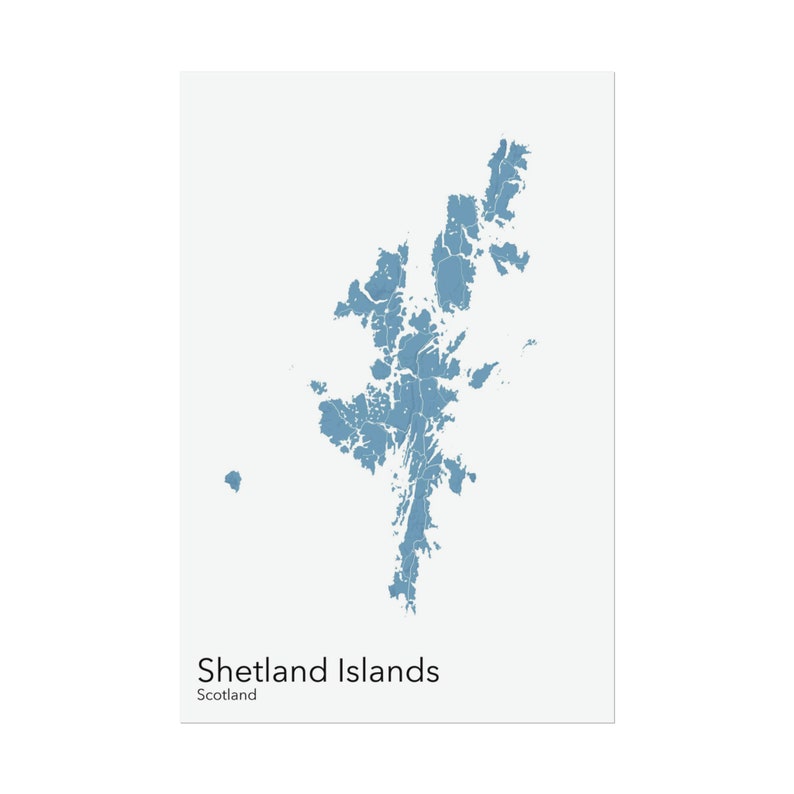 Shetland Islands Modern Minimalist Map Print Poster. Quality Colourful ...