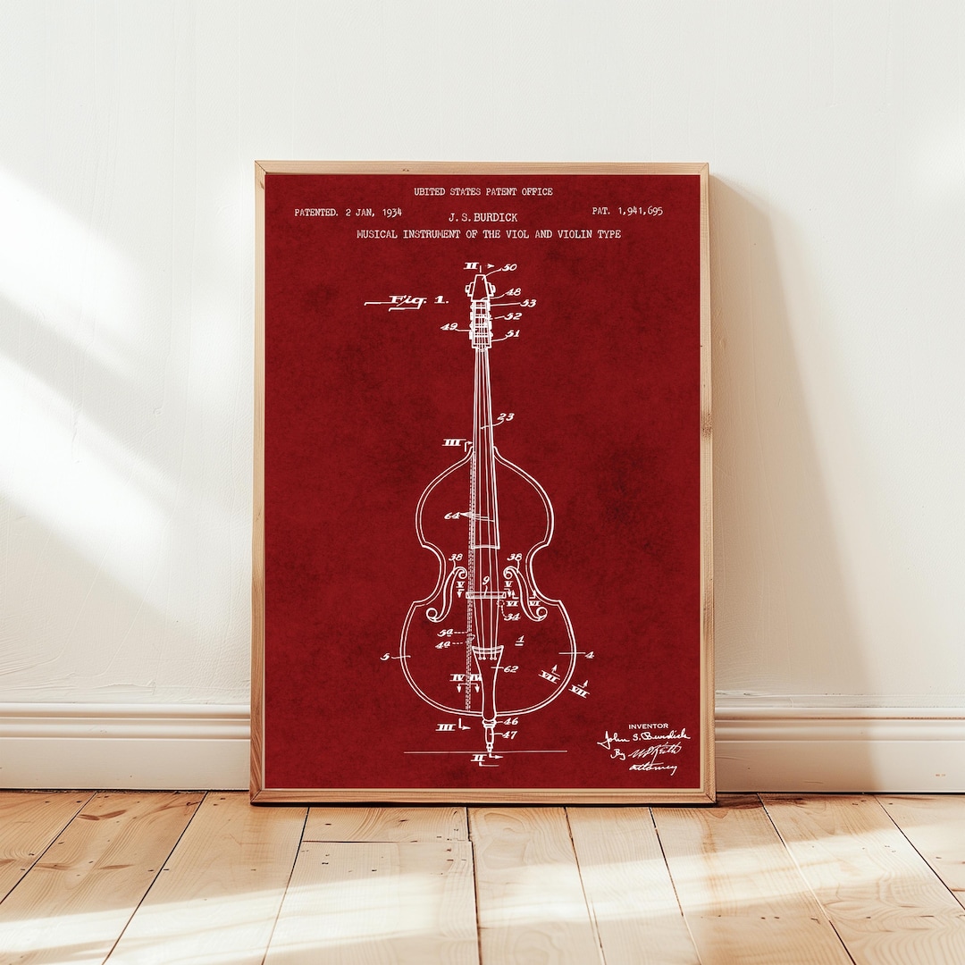 Vintage Cello Design From1934 From US Patent Office. Poster Gift for ...