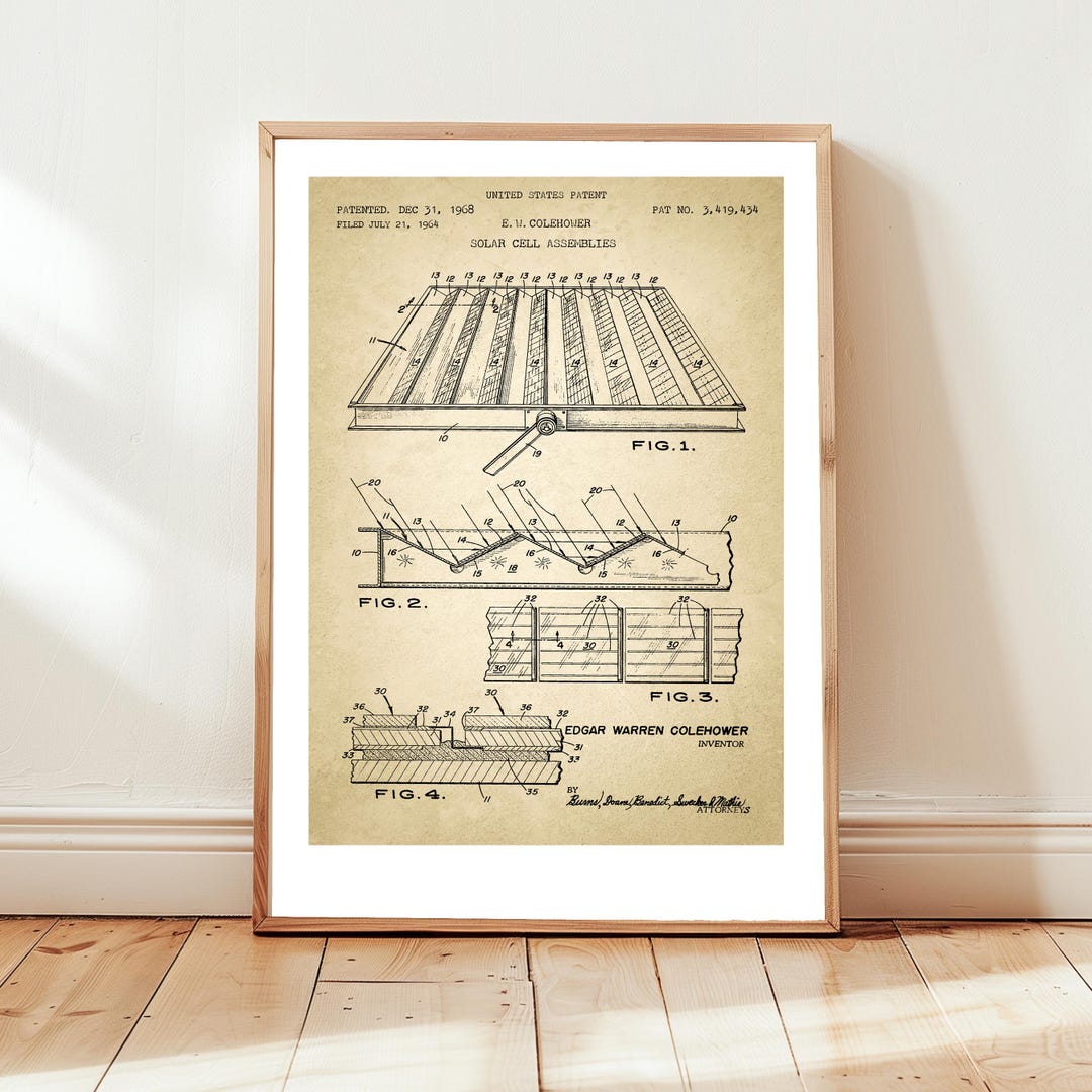 Design of Solar Cell Panels From US Patent Office. Poster Gift , Solar ...
