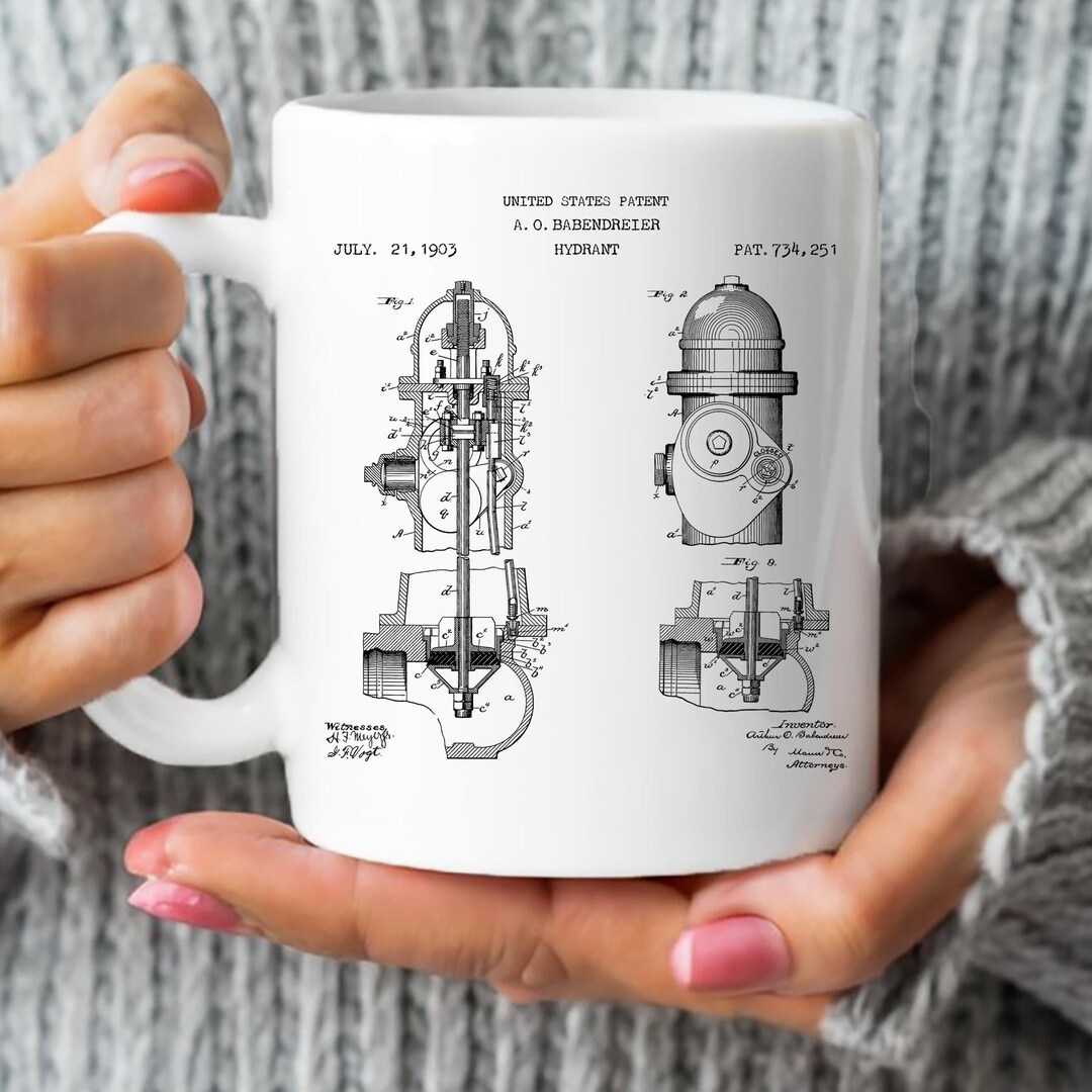 Old Fire Hydrant Design From 1903 From US Patent Office. Mug Gift for ...