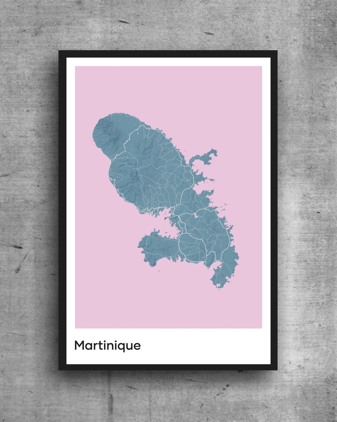 Martinique Minimalist Map Print Poster. Quality Colourful Poster on ...