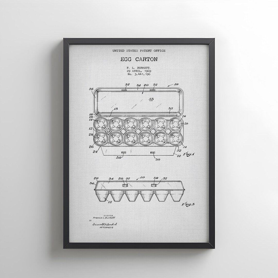 A Design for an Egg Carton From 1969 From the US Patent Office Perfect ...