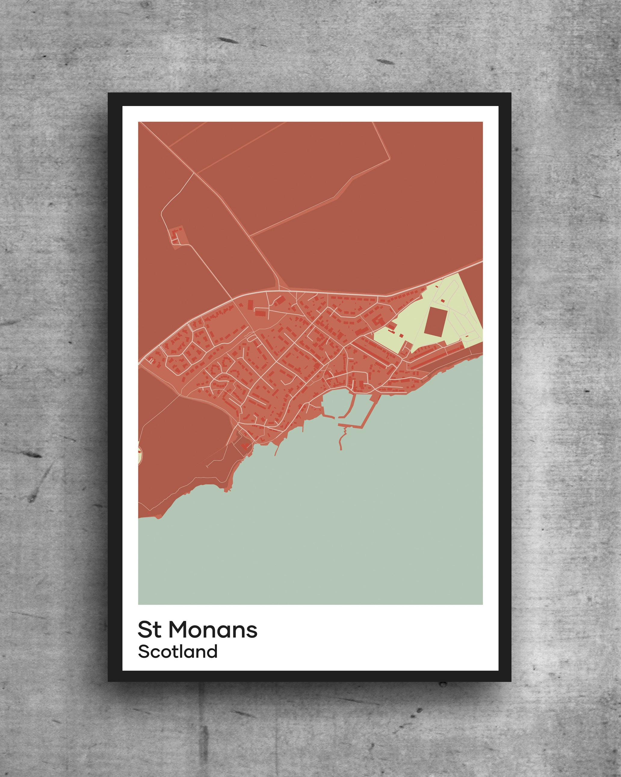 St Monans Scotland Minimalist Map Print Poster. Quality Colourful ...