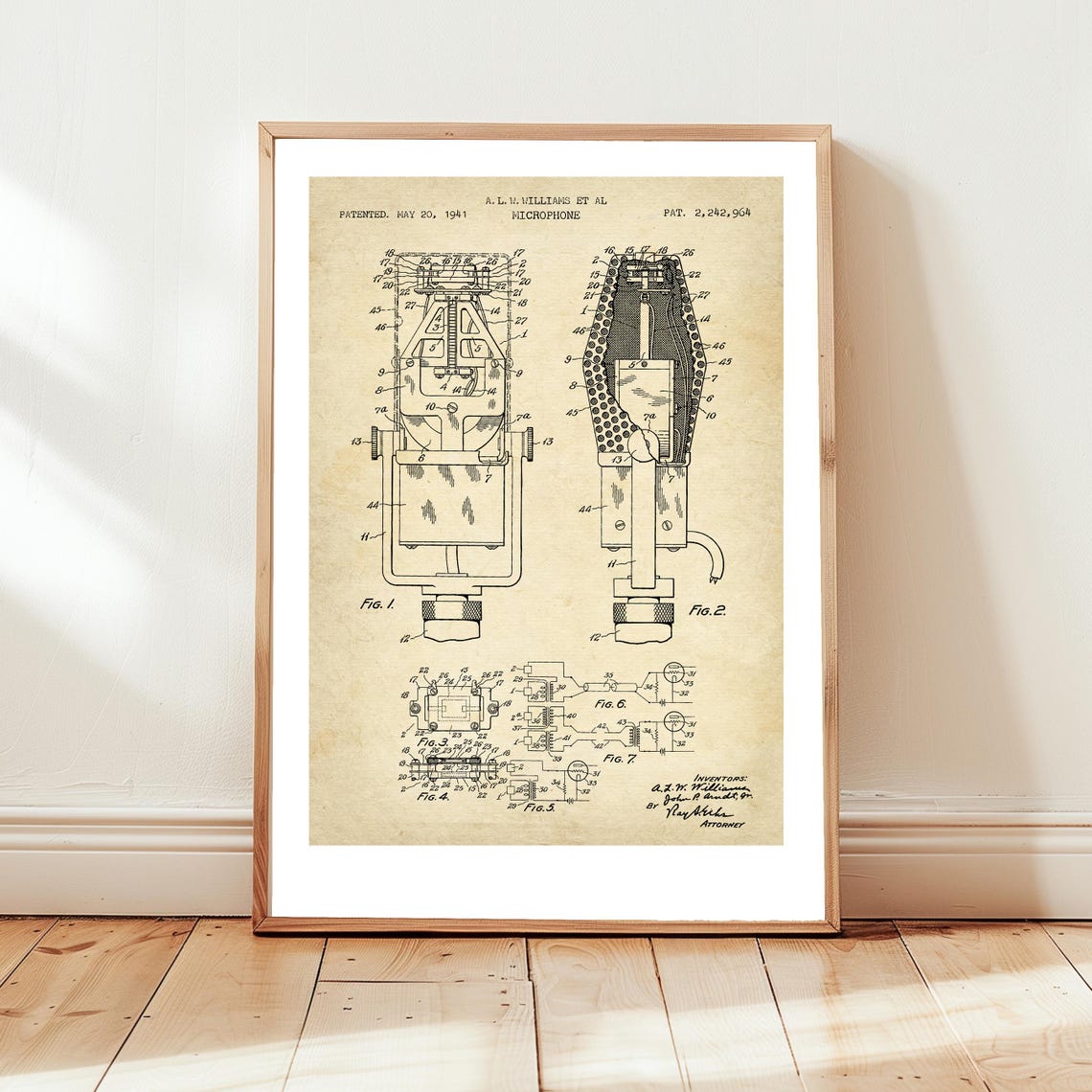 Microphone Design From US Patent Office. Poster Gift Broadcaster ...