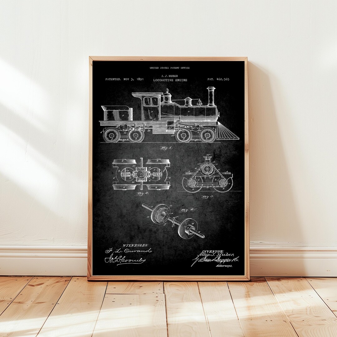 Vintage Steam Locomotive Train Engine Design From1891 From US Patent ...