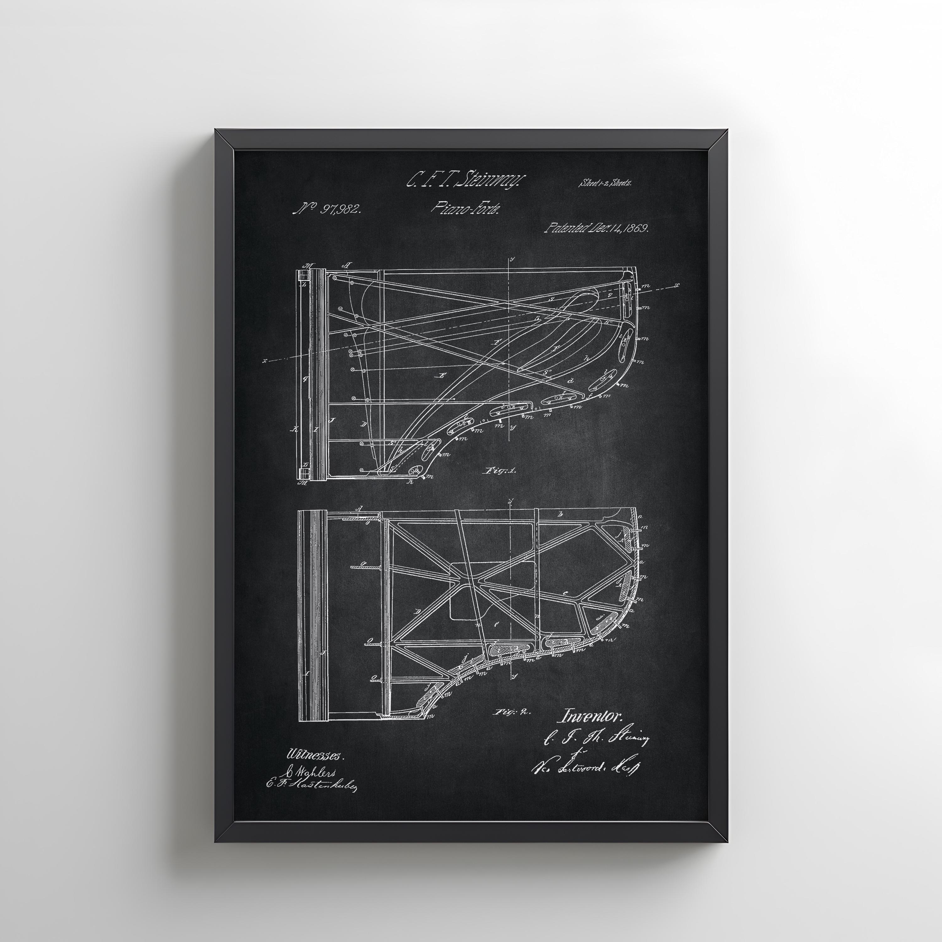 Early Steinway Piano From 1869 From US Patent Office. Poster Gift Piano ...
