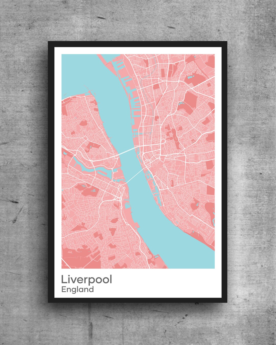 Liverpool Minimalist Map Print Poster. Quality Colourful Poster of ...