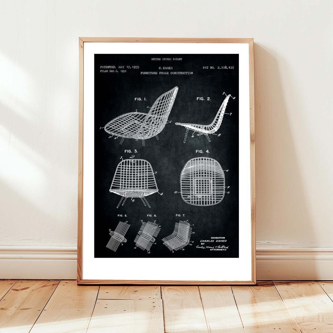 Chair Design by Charles Eames From US Patent Office. Poster Gift ...