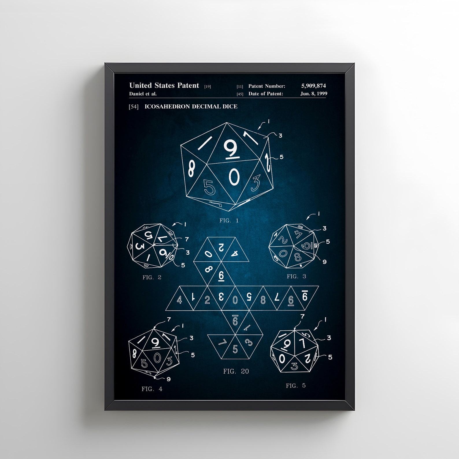 20 Sided Icosahedron Decimal Dice Design From the US Patent Office ...