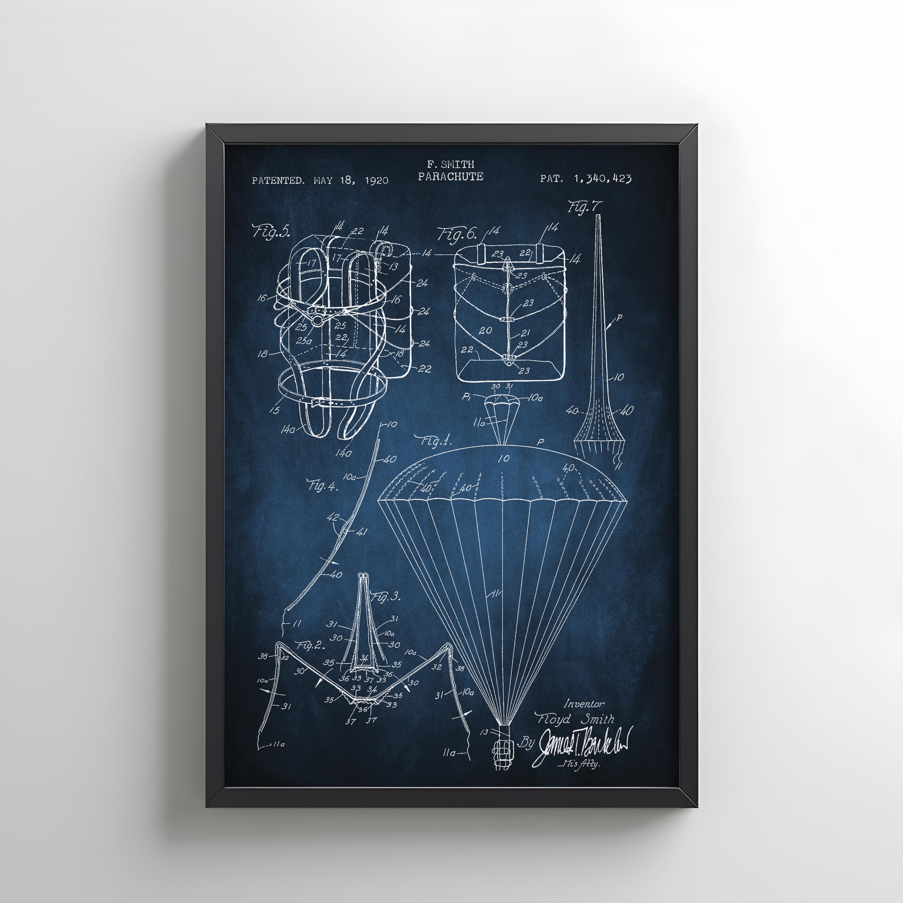 Parachute Design From 1920 From US Patent Office. Poster Design for ...