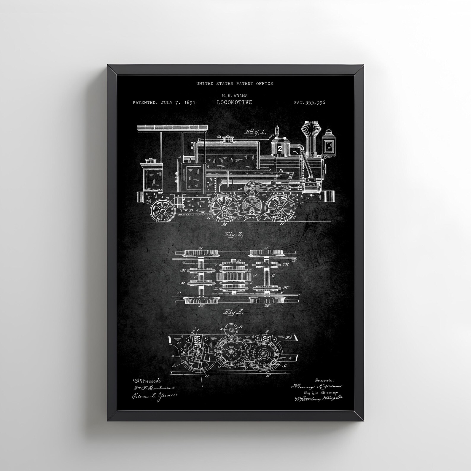 Vintage Steam Locomotive Train Engine Design From1891 From US Patent ...
