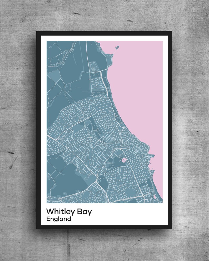 Whitley Bay England Minimalist Map Print Poster. Quality Colourful ...