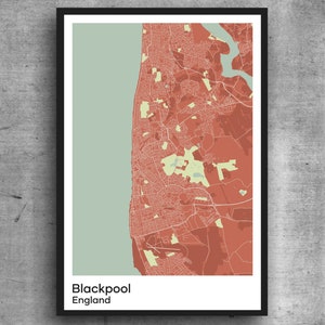 Blackpool England Minimalist Map Print Poster. Quality Colourful Poster ...
