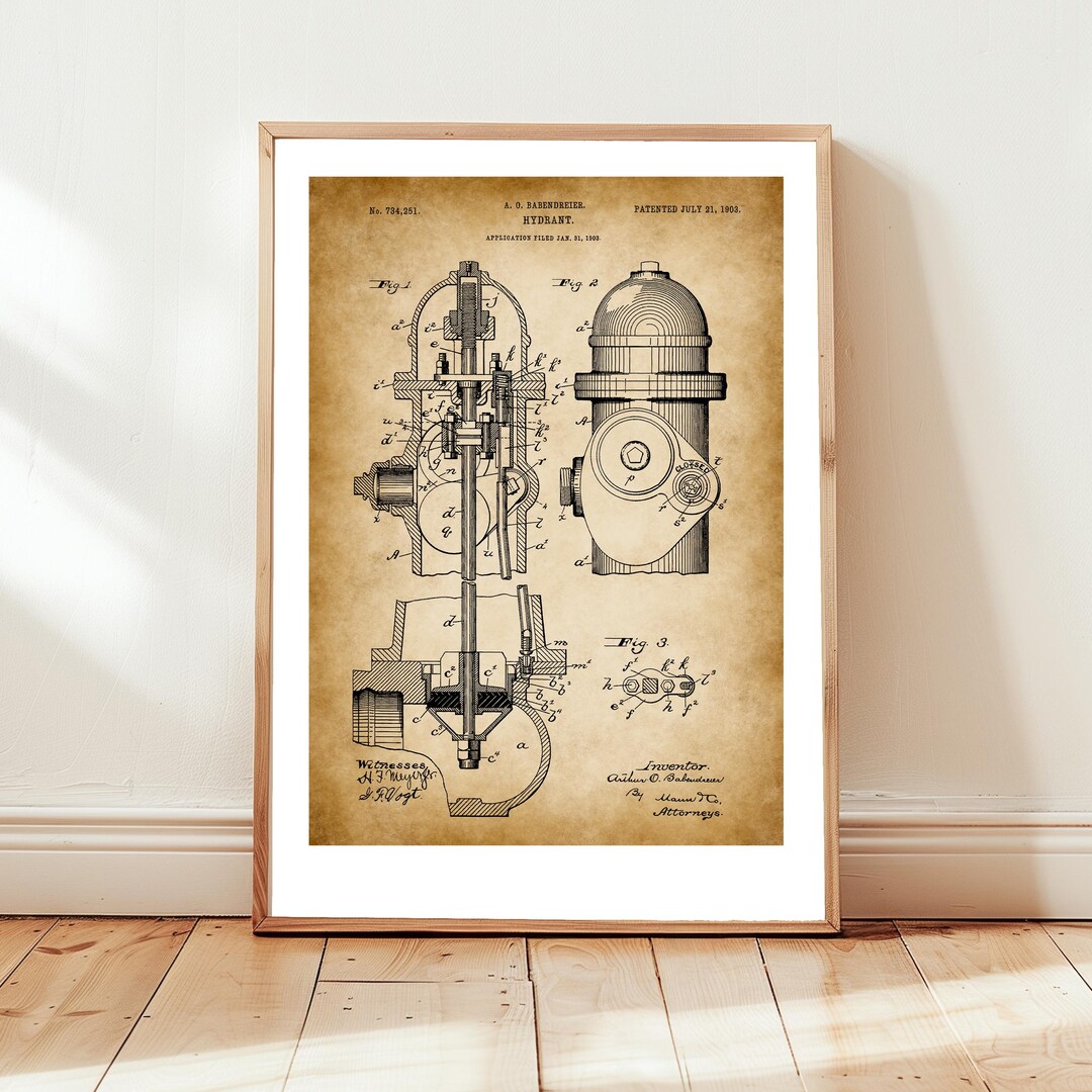 Fire Hydrant Design From 1903 From US Patent Office. Perfect Poster ...