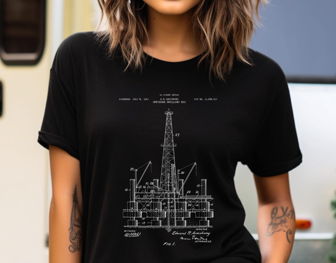 Offshore Oil Drilling Rig From US Patent Office. T-shirt Gift Oil ...