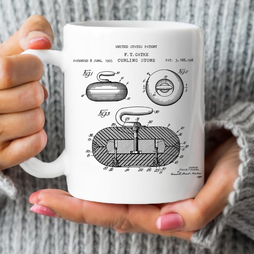 FREE US Post. Curling Stone Patent Design From US Patent Office Mug ...