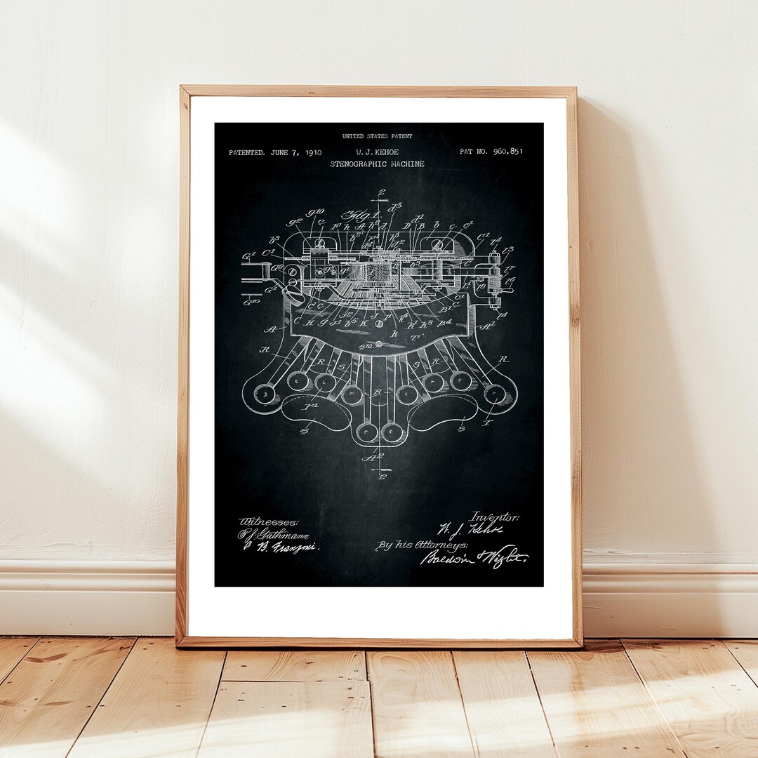 Stenography Machine 1910 Design From US Patent Office. Poster Gift ...
