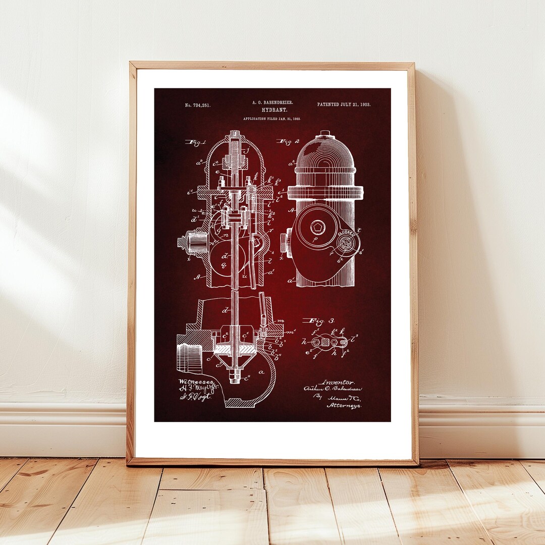 Fire Hydrant Design From 1903 From US Patent Office. Perfect Poster ...