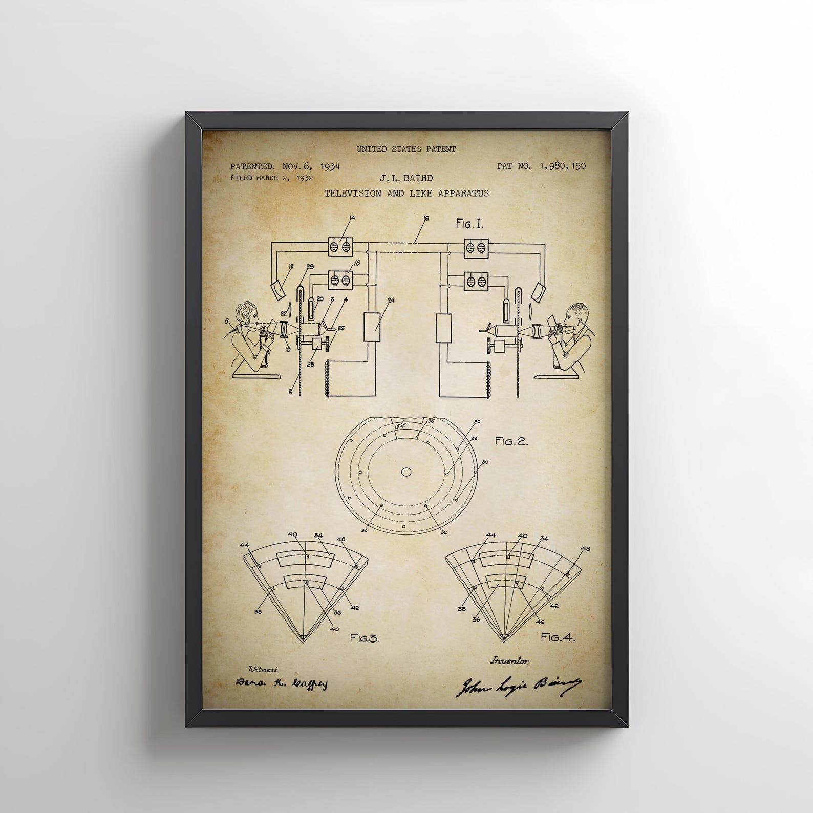 Television Design by John Logie Baird From 1934 From US Patent Office ...