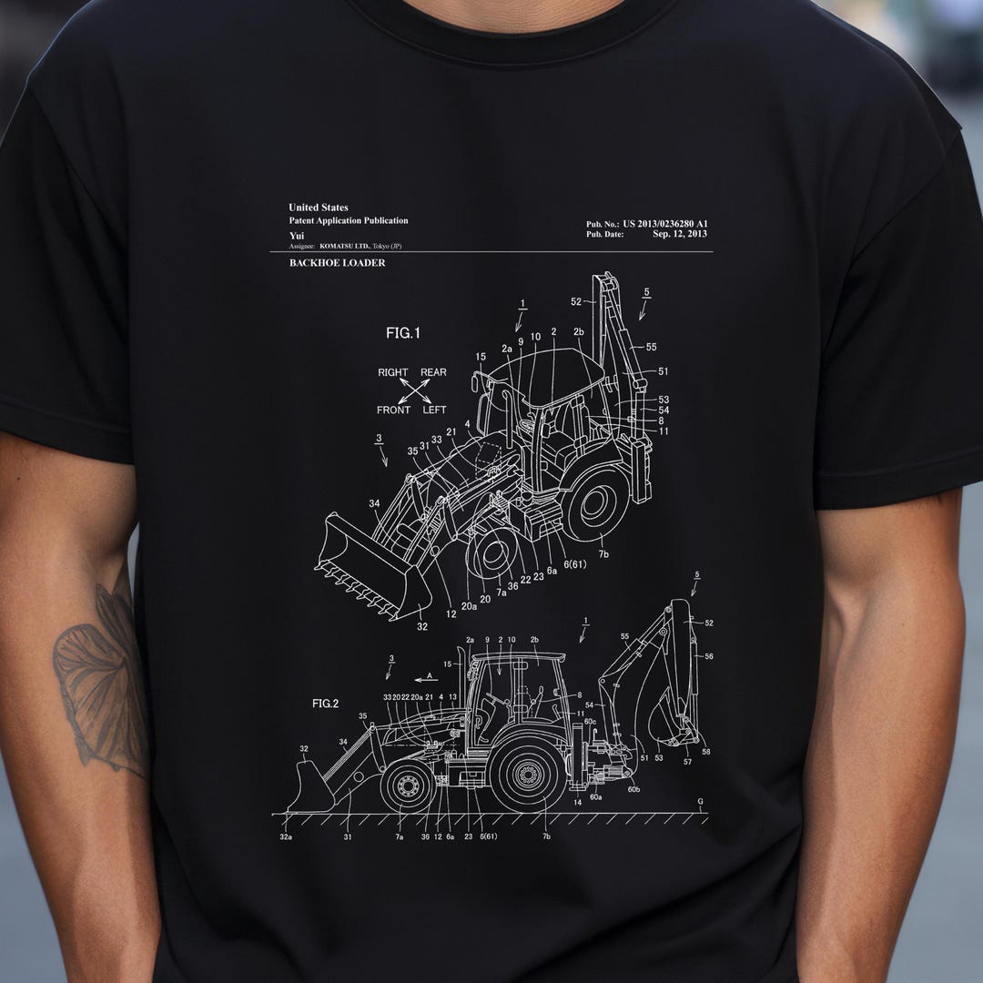 Tractor Backhoe Design From US Patent Office. T-shirt Gift Construction ...