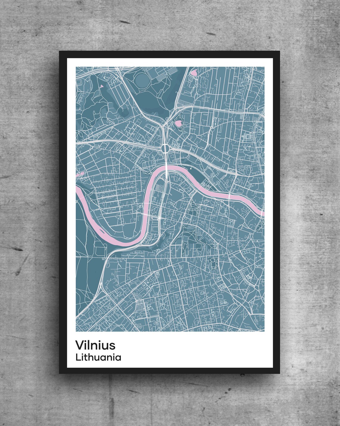 Vilnius Minimalist Map Print Poster. Quality Colourful Poster of ...
