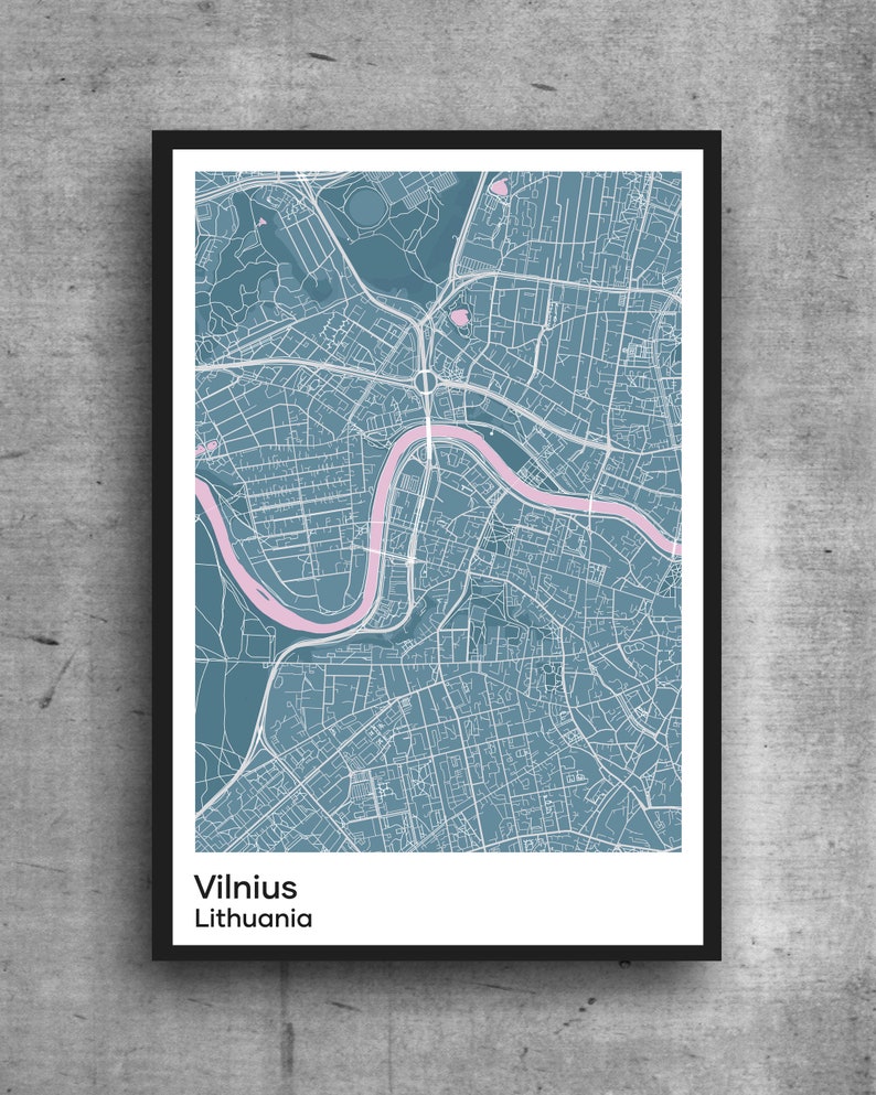 Vilnius Minimalist Map Print Poster. Quality Colourful Poster of ...