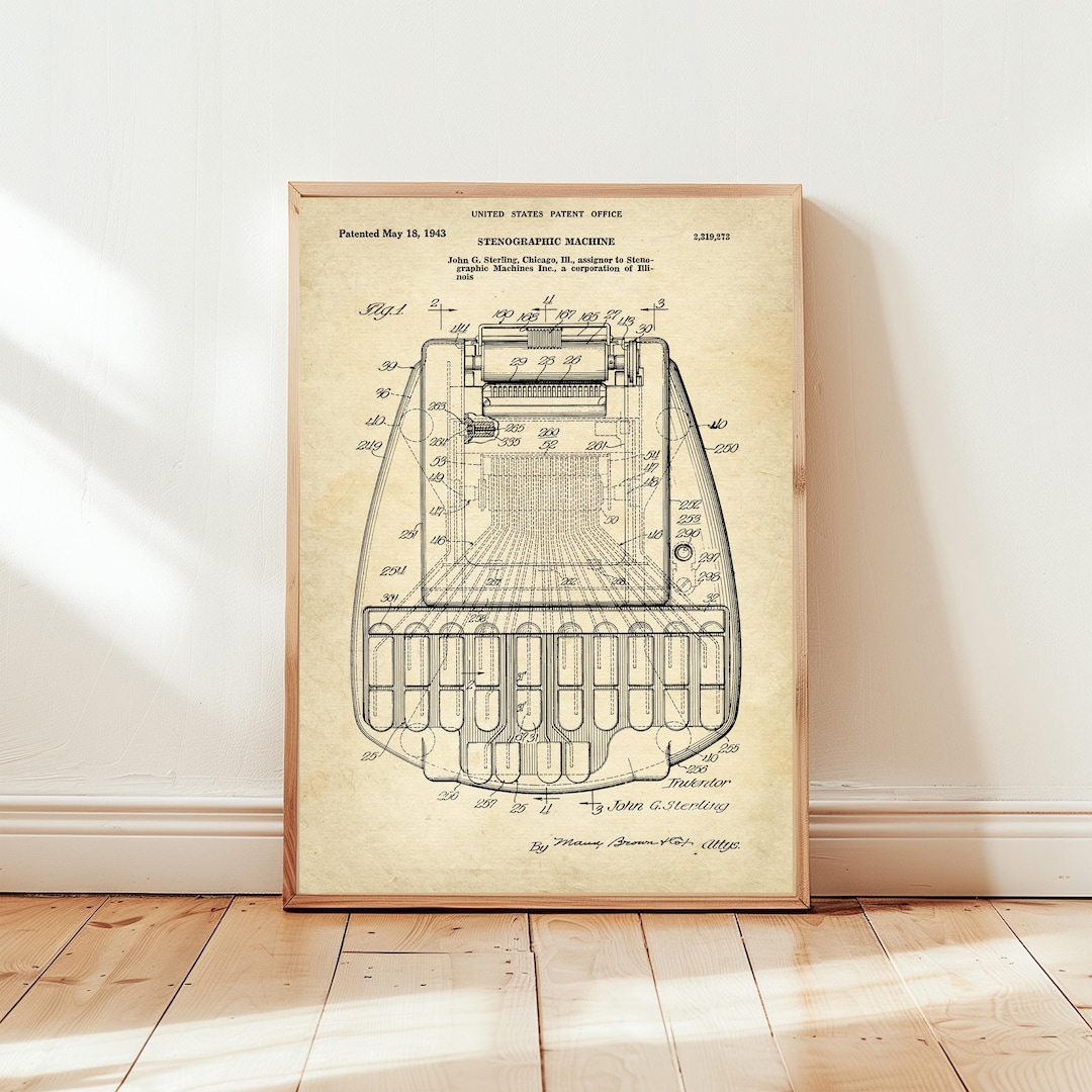 Stenography Machine From US Patent Office. Poster Gift Stenographic ...