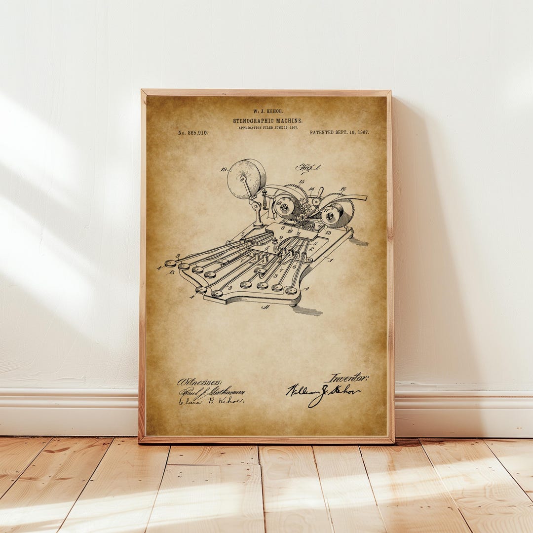 Stenography Machine Design From US Patent Office. T-shirt Gift ...