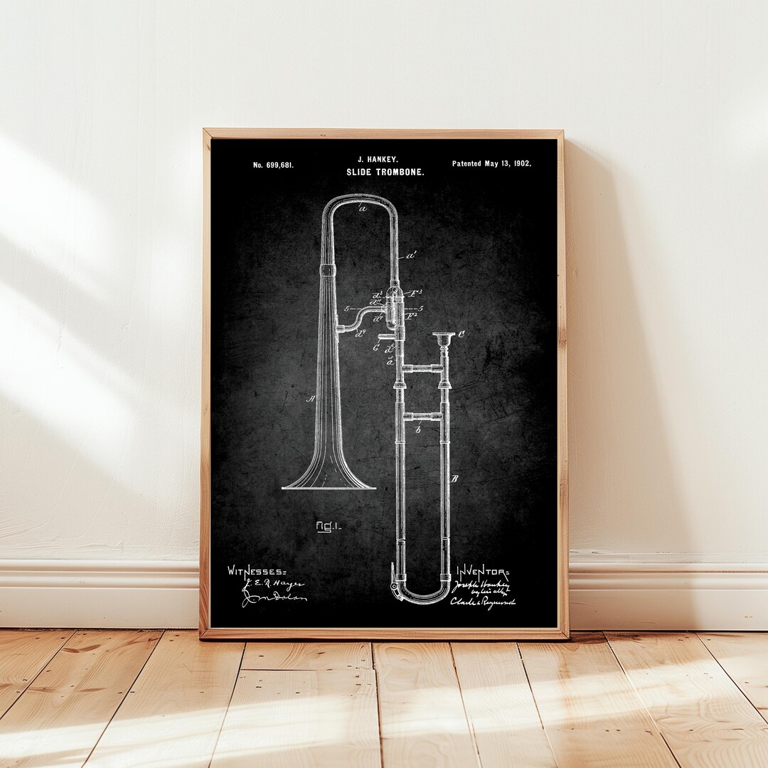 Vintage Trombone Design From 1902 From US Patent Office. Poster Gift ...