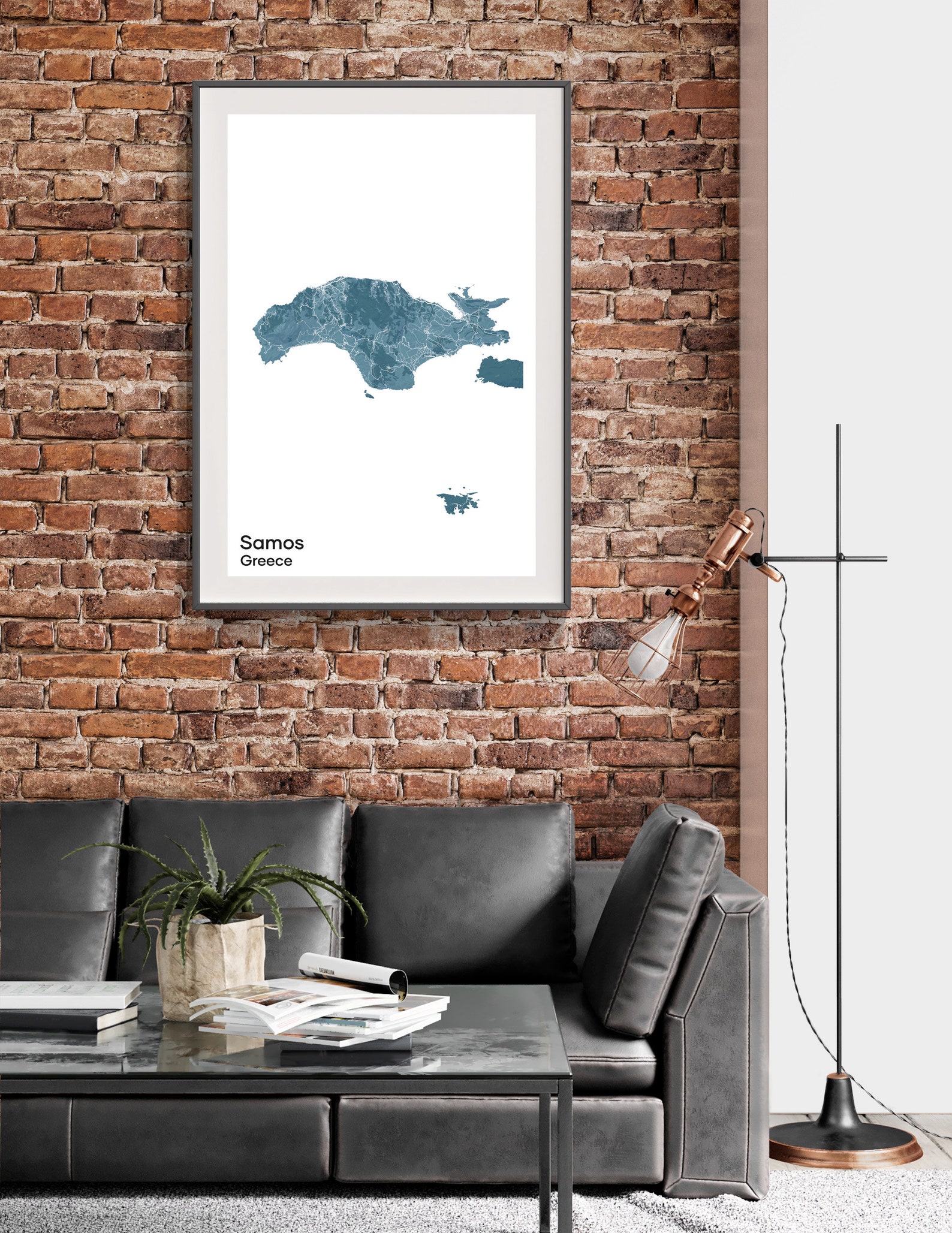 Samos Greece Minimalist Map Print Poster. Quality Colourful Poster on ...