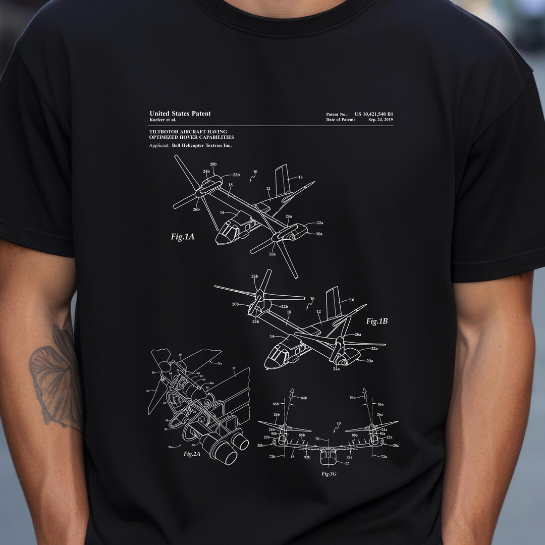 Design of V22 Osprey Tiltrotor Aircraft From US Patent Office. T-shirt ...