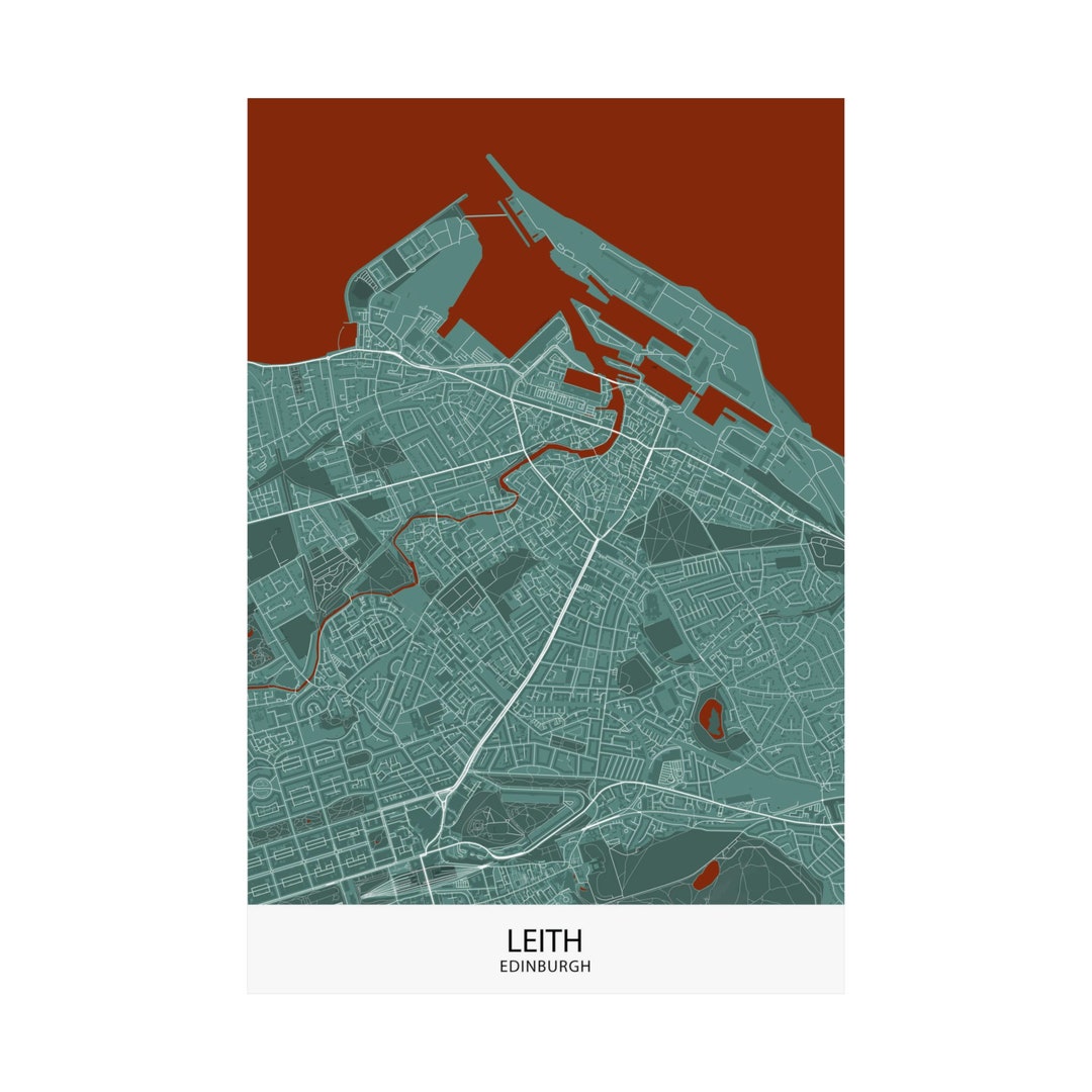Minimalist Map of Leith Neighbourhood in Edinburgh Scotland,retro, City ...