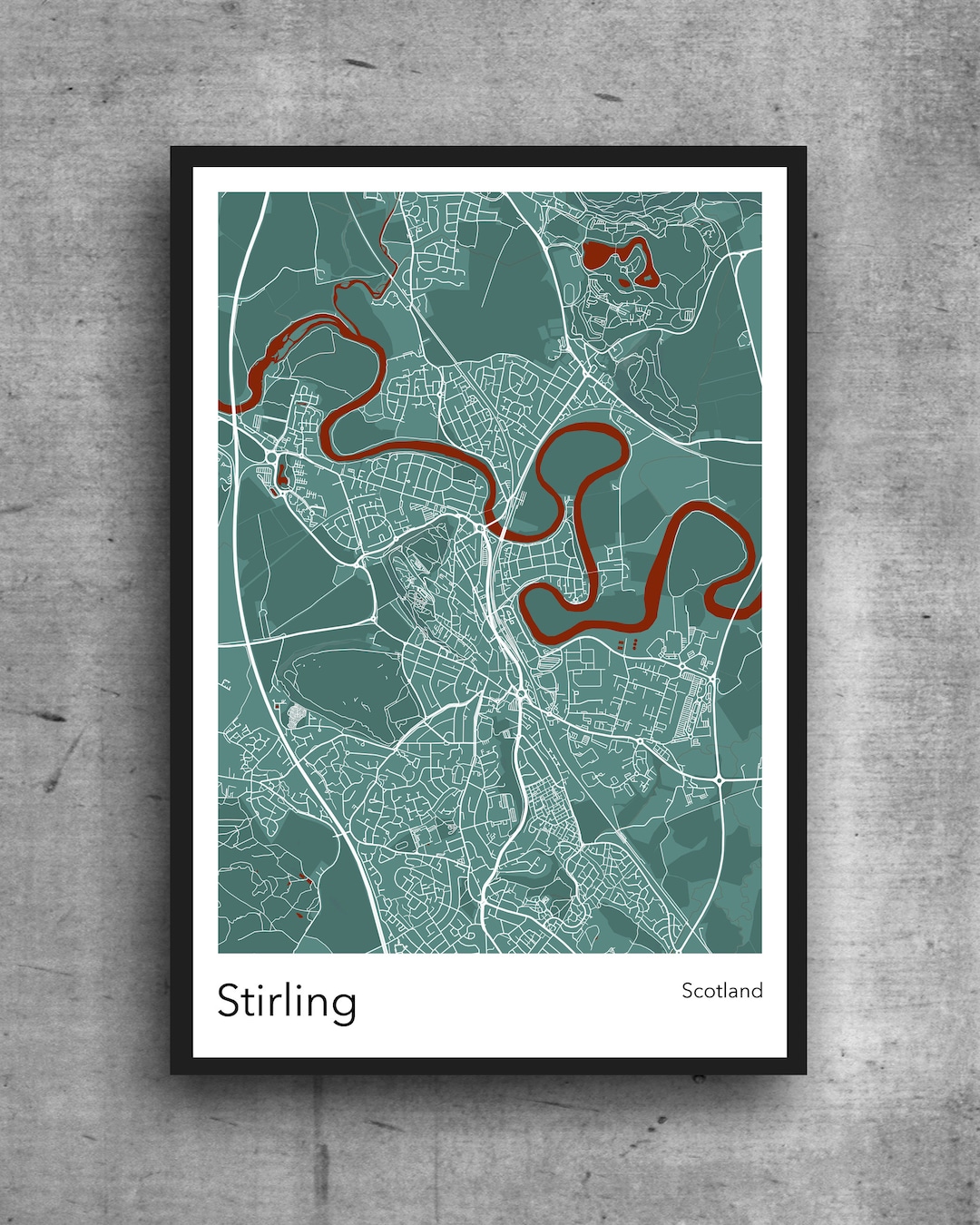 Stirling Modern Minimalist Map Print Poster. Quality Colourful Poster ...