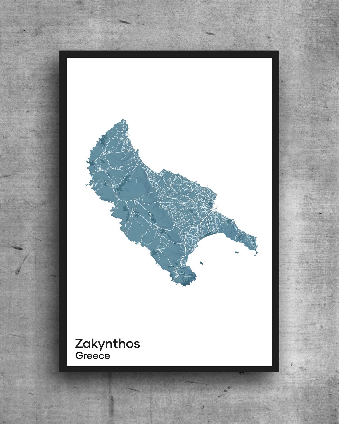 Zakynthos Greece Minimalist Map Print Poster. Quality Colourful Poster ...