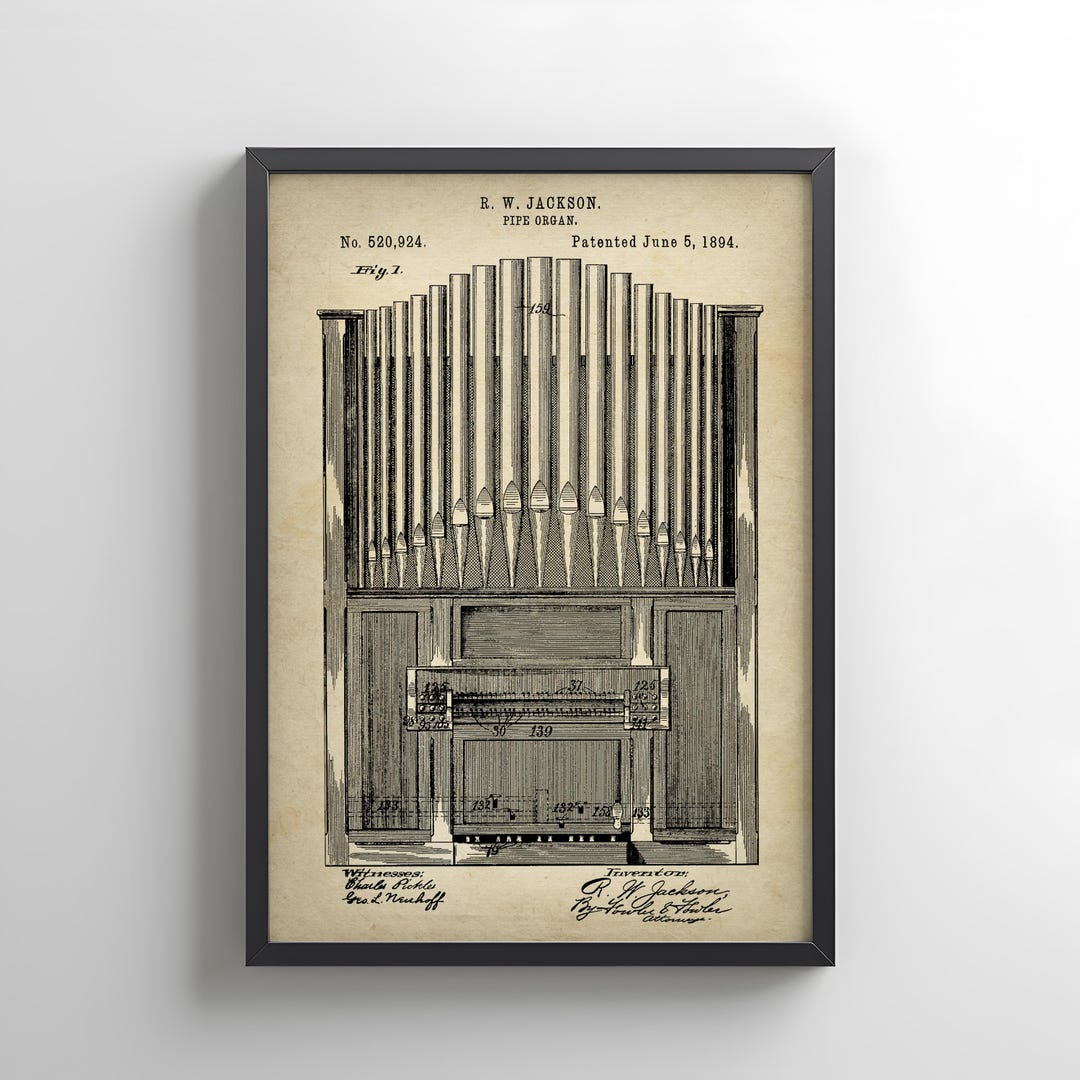 Antique Vintage Pipe Organ From 1894 From US Patent Office. Poster Gift ...