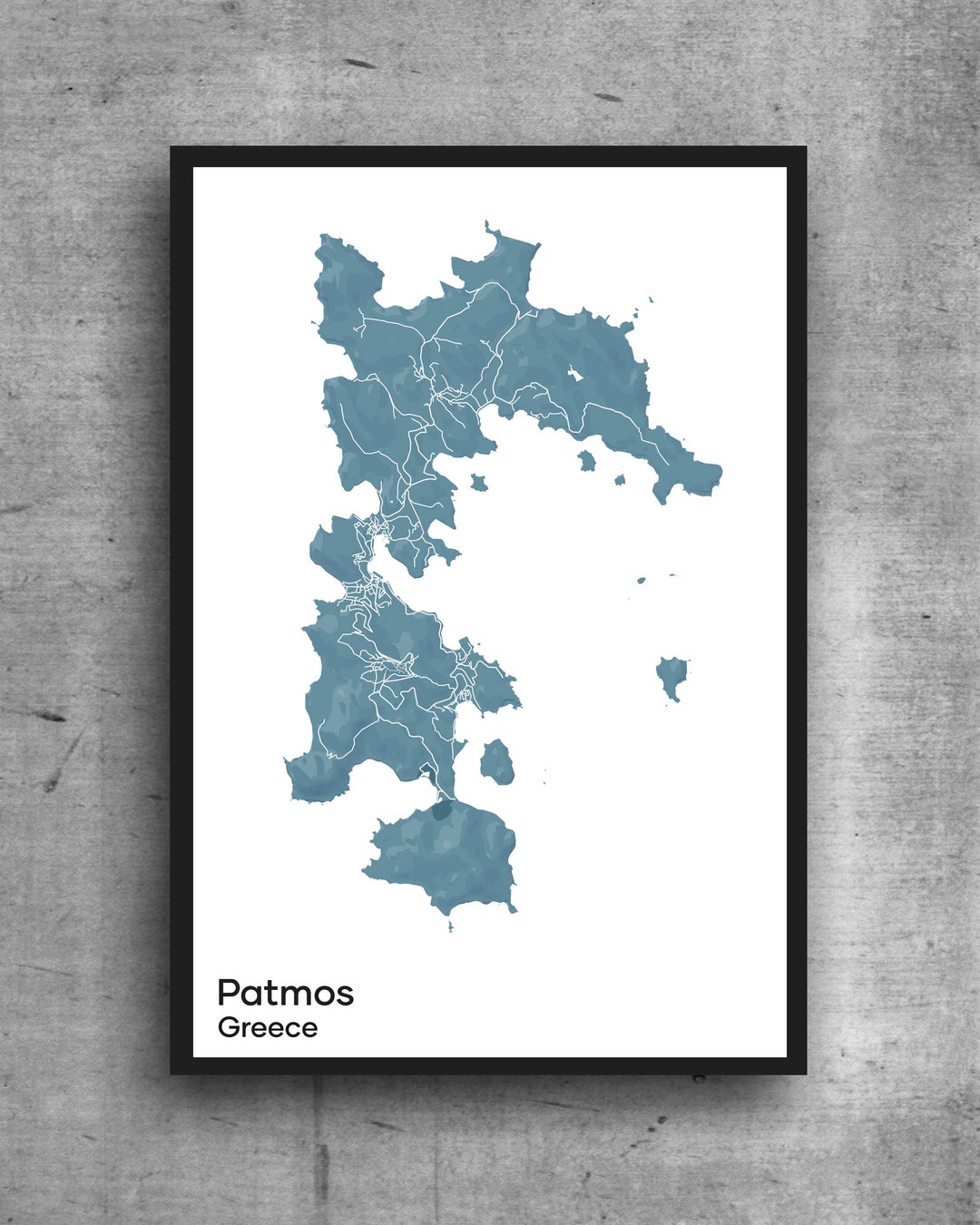 Patmos Greece Minimalist Map Print Poster. Quality Colourful Poster on ...
