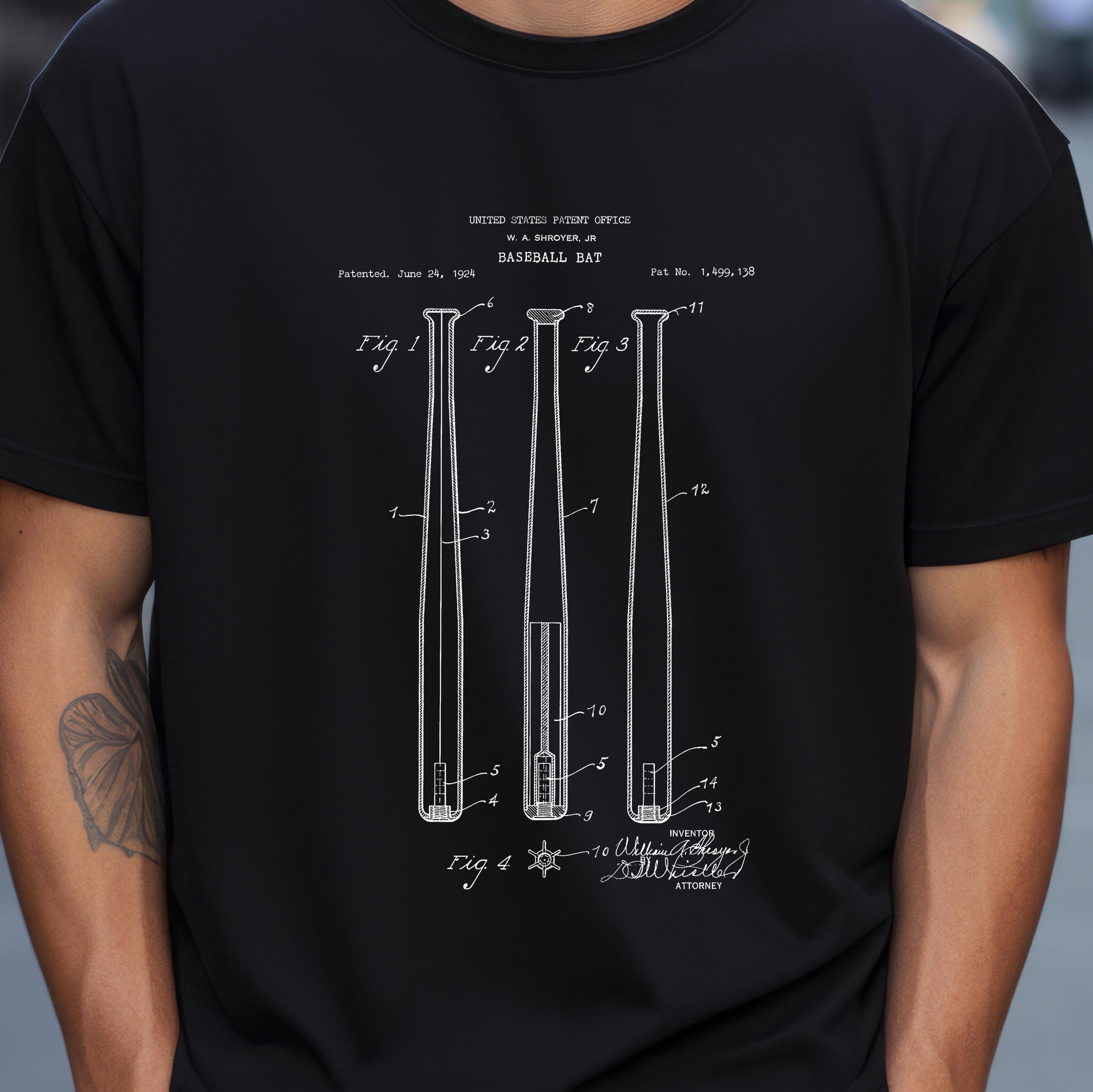 Vintage Baseball Bat Design From US Patent Office. T-shirt Gift for ...