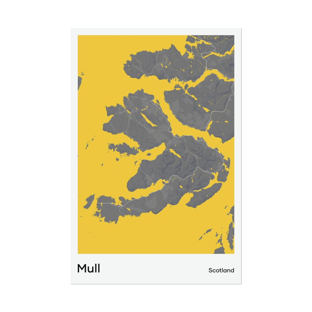 Mull Modern Minimalist Map Print Poster. Quality Colourful Poster of ...