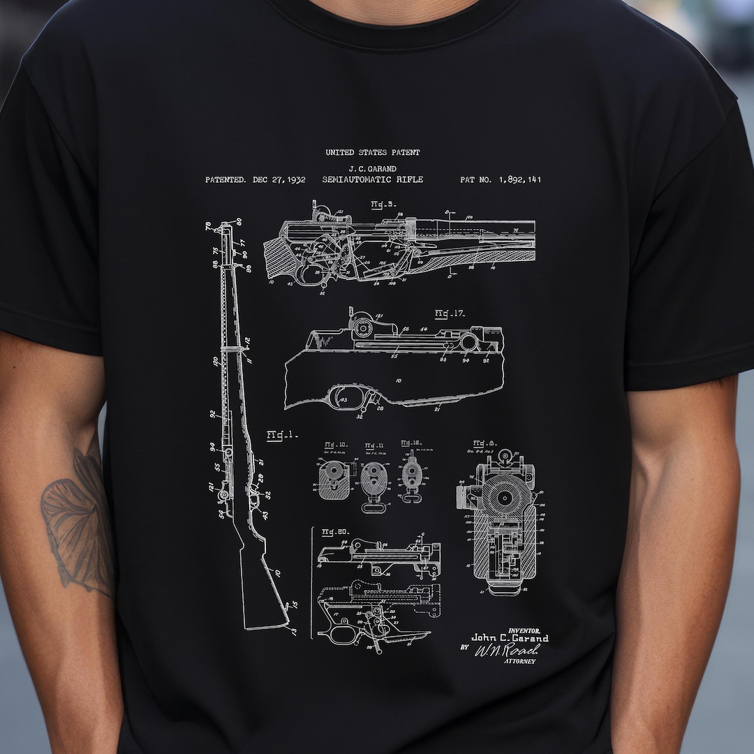 Garand M1 Firearm From US Patent Office. T-shirt Gift Gun Owner ...