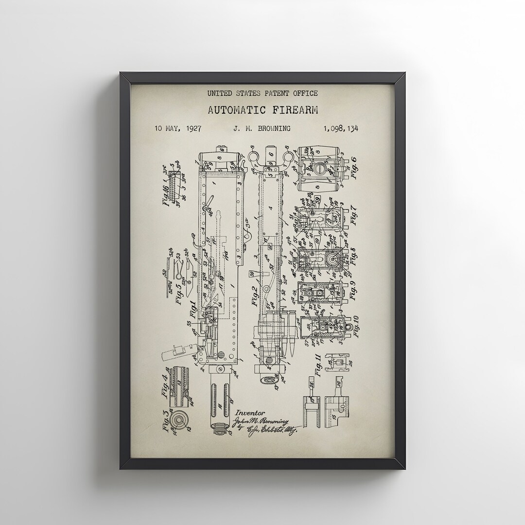 Browning Machine Gun Patent Design From the US Patent Office. - Etsy