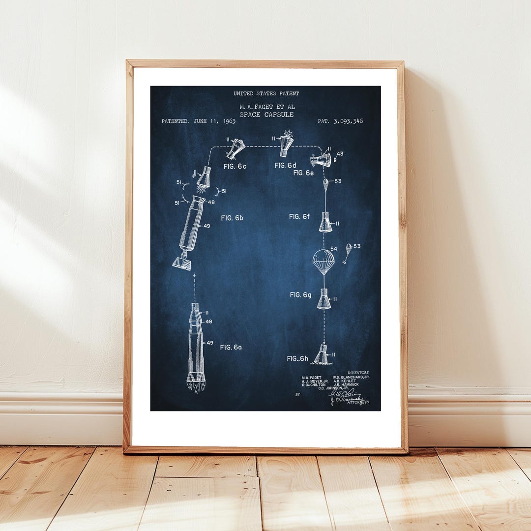 NASA Space Capsule Design From 1963 From the US Patent Office. Poster ...